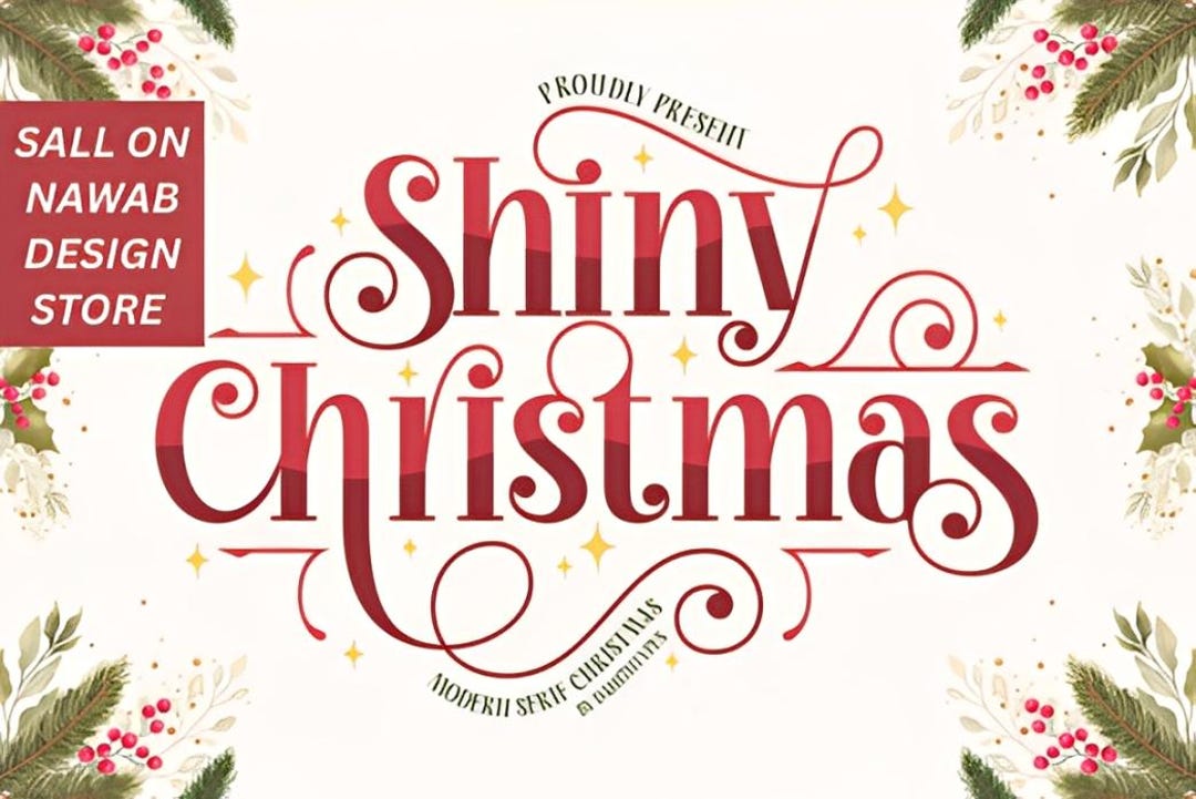 Christmas Font, Festive Serif Typeface, Holiday Dingbats (OTF/TTF ...