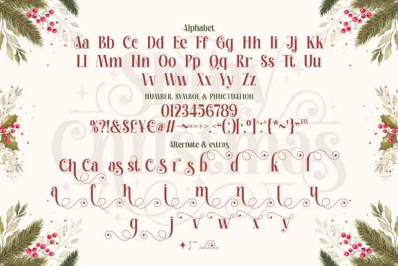 Christmas Font, Festive Serif Typeface, Holiday Dingbats (OTF/TTF ...