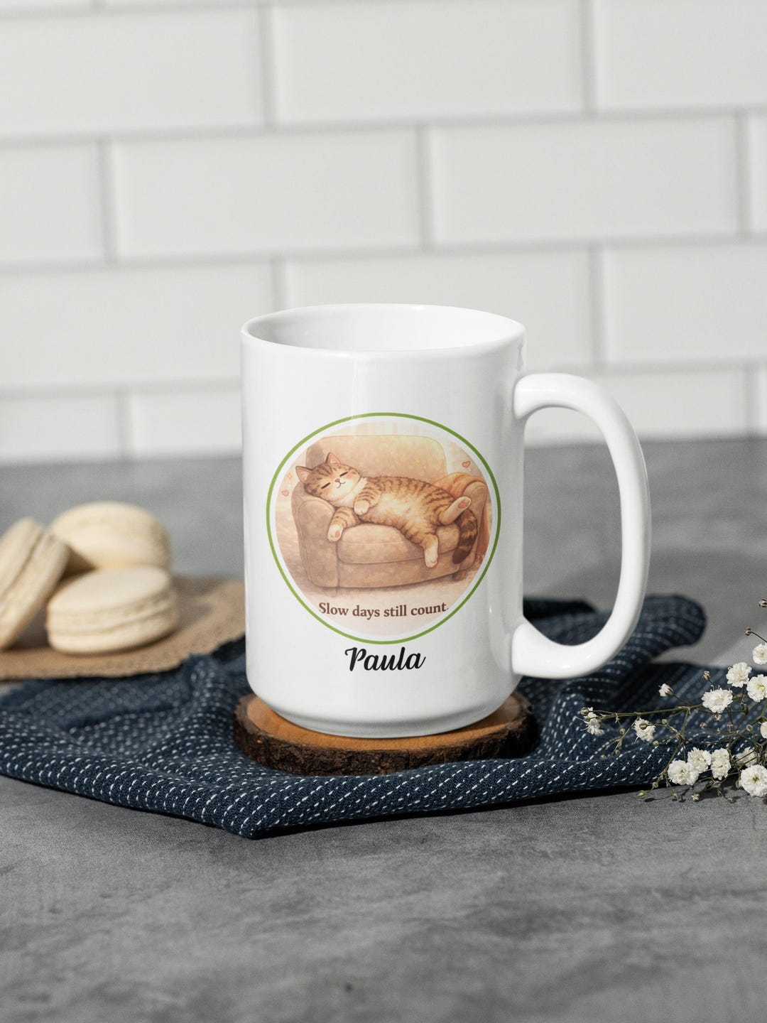 Slow Days Still Count Kawaii Cat Mug | Personalized Ceramic Mug - Etsy