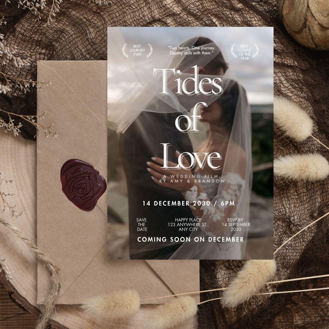 Editable Magazine Cover Save the Date, Modern Minimalist Wedding ...