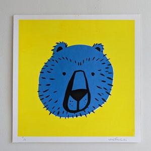 Bear Face Screen Print - Etsy