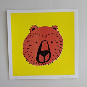 Bear Face Screen Print - Etsy