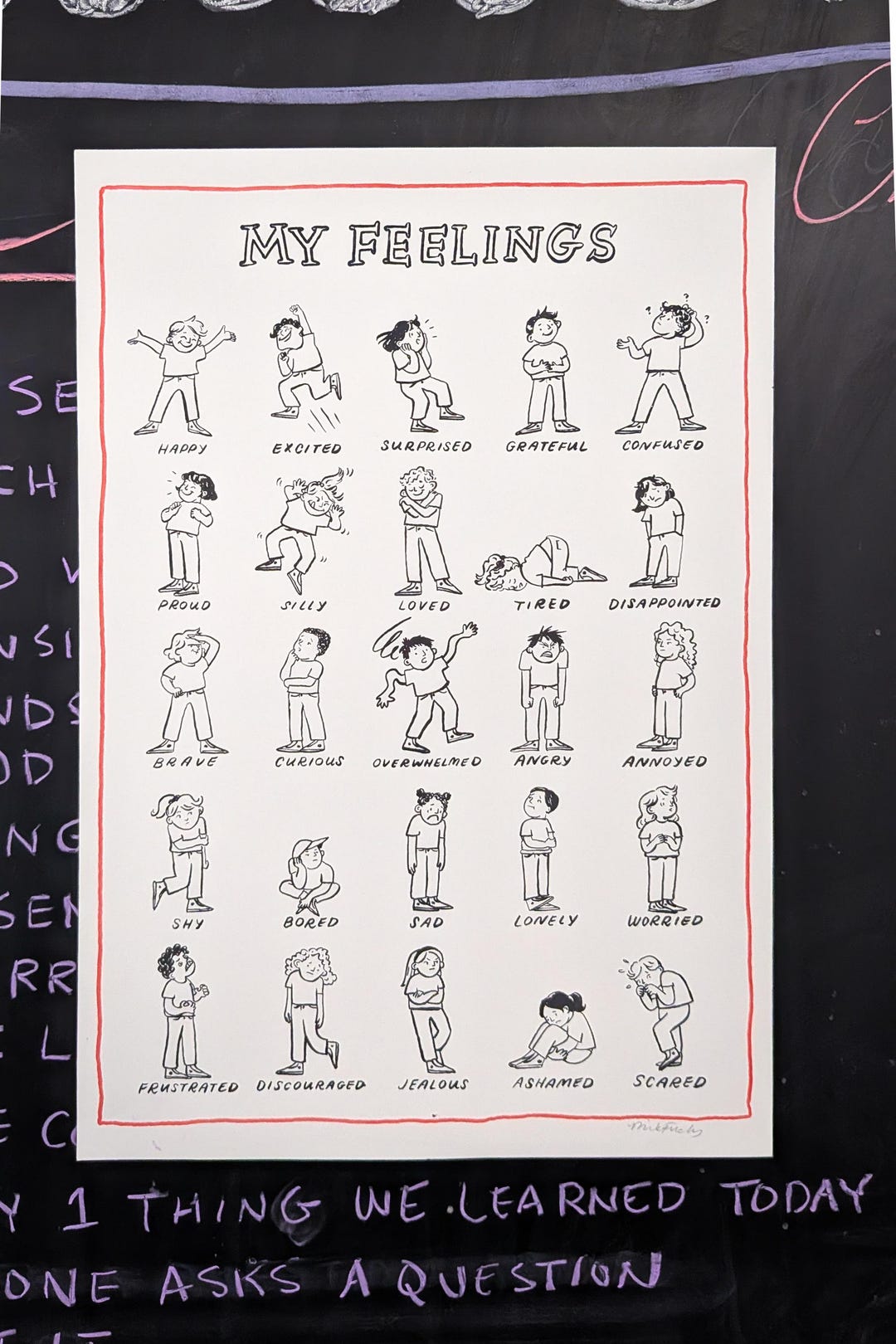 Feelings Chart for Kids | Social Emotional Learning, Classroom Wall Art ...