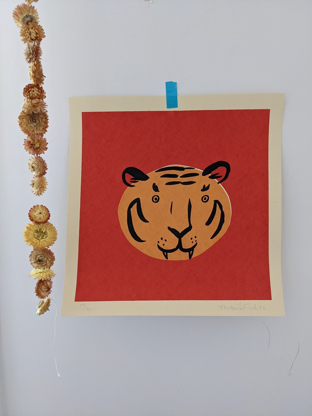 Tiger Face Screen Print - Etsy