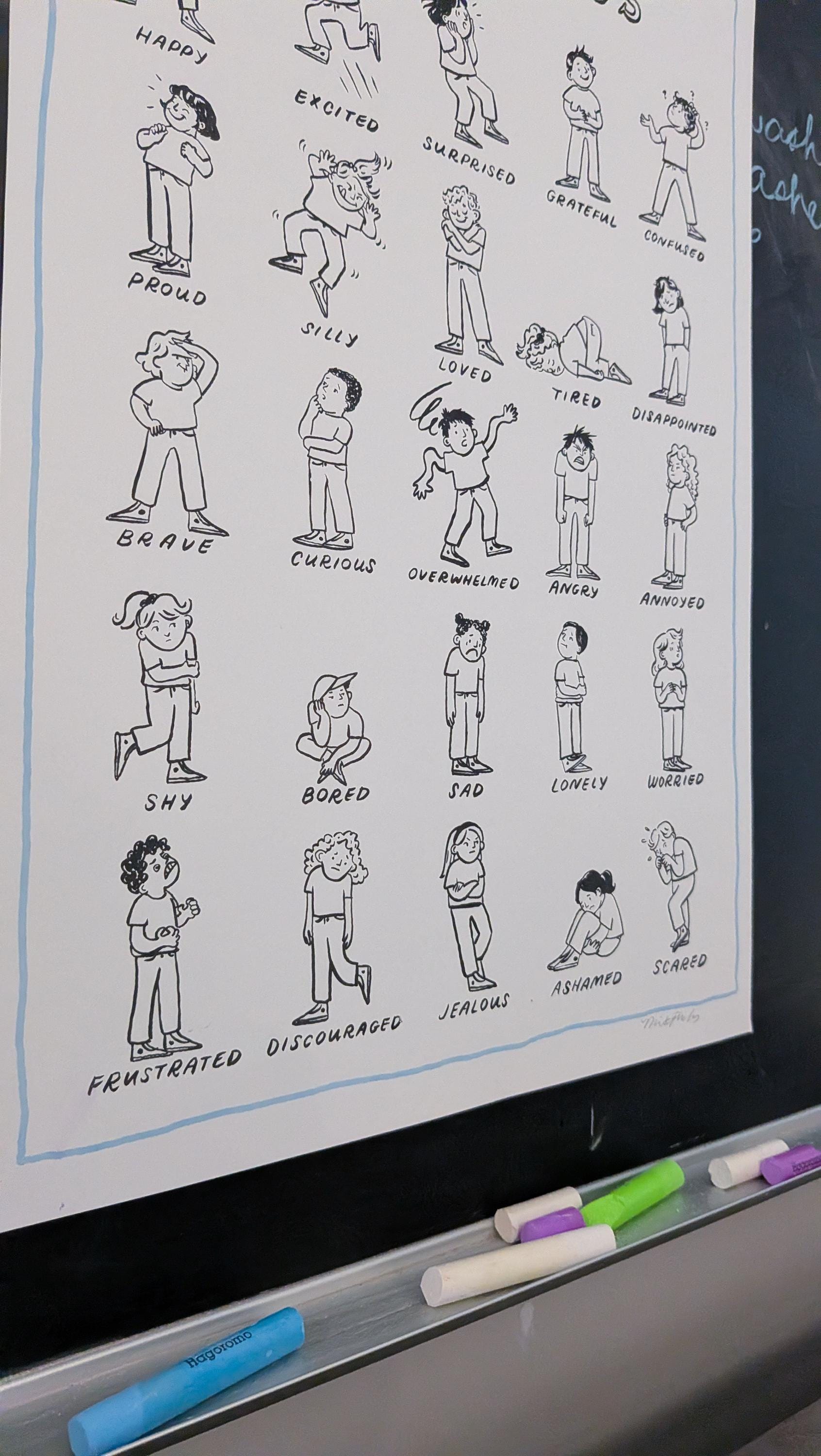 Feelings Chart for Kids | Social Emotional Learning, Classroom Wall Art ...