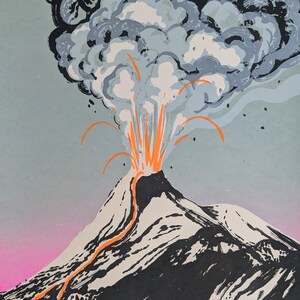 Neon Volcano Screen Print - Etsy