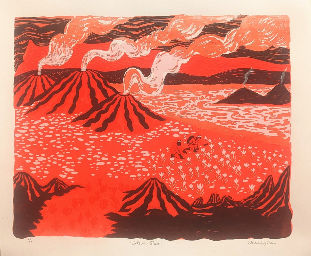 Hollow Earth Volcano Screen Print - Etsy