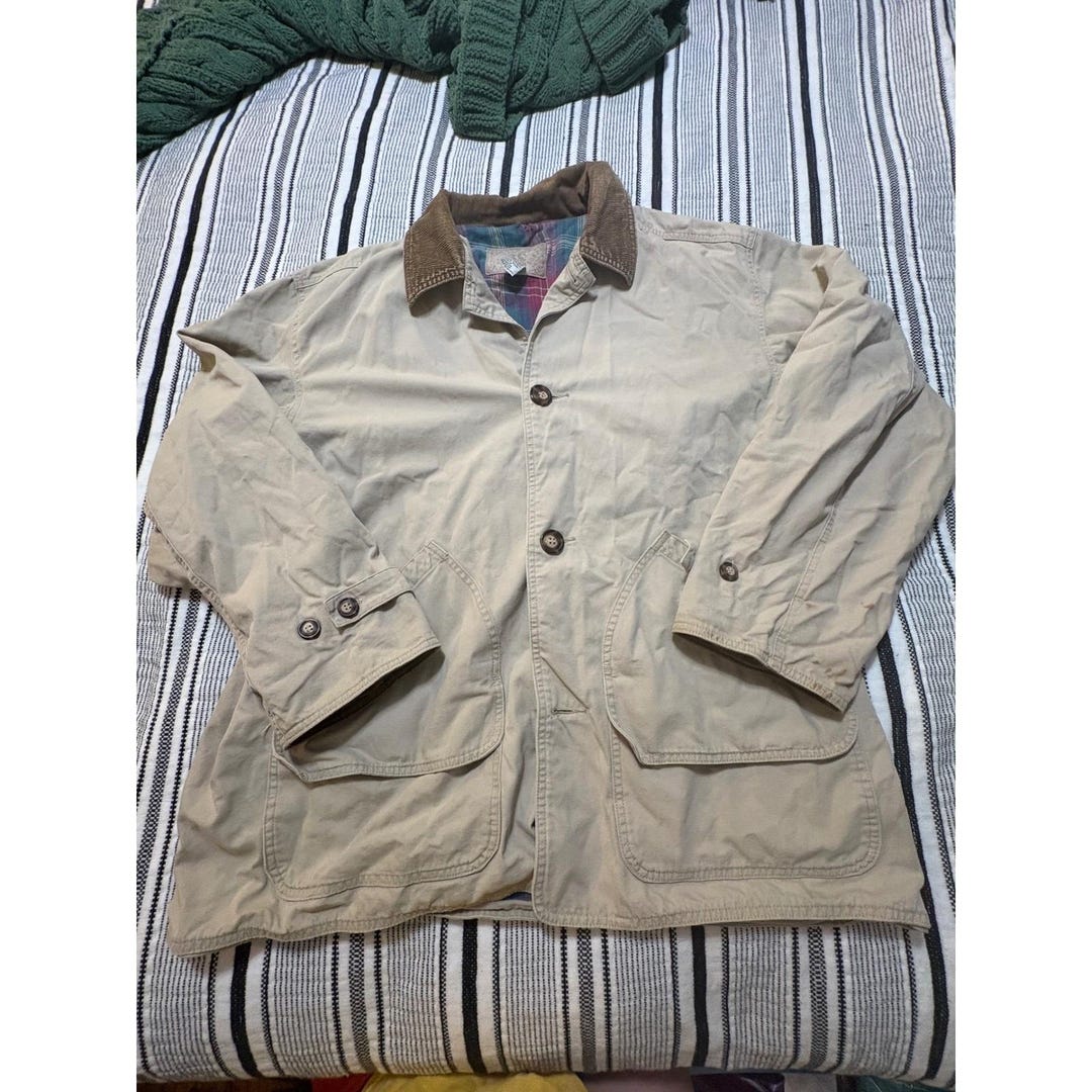 Men's XL Vintage Barn Chore Coat Jacket Corduroy Collar Plaid Lining - Etsy
