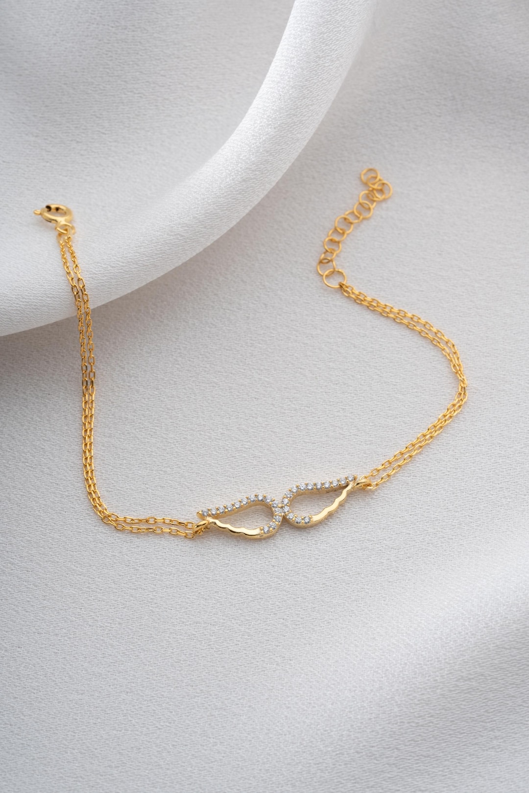 Angel Wings Infinity Bracelet in 925 Sterling Silver, Adjustable Winged Infinity Bracelet - Etsy