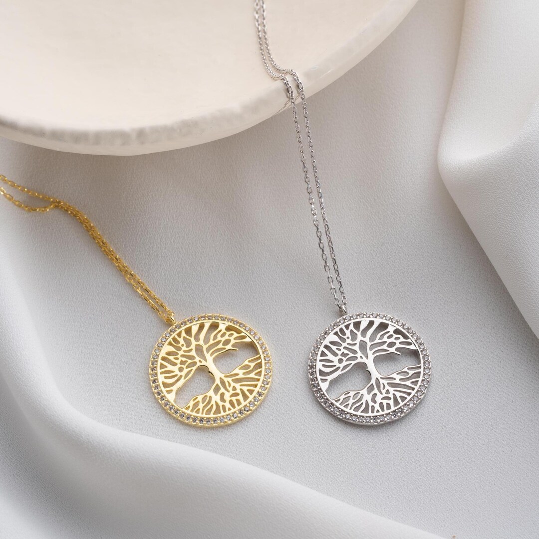 Tree of Life Necklace, Family Tree Pendant With Diamond, Sentimental ...