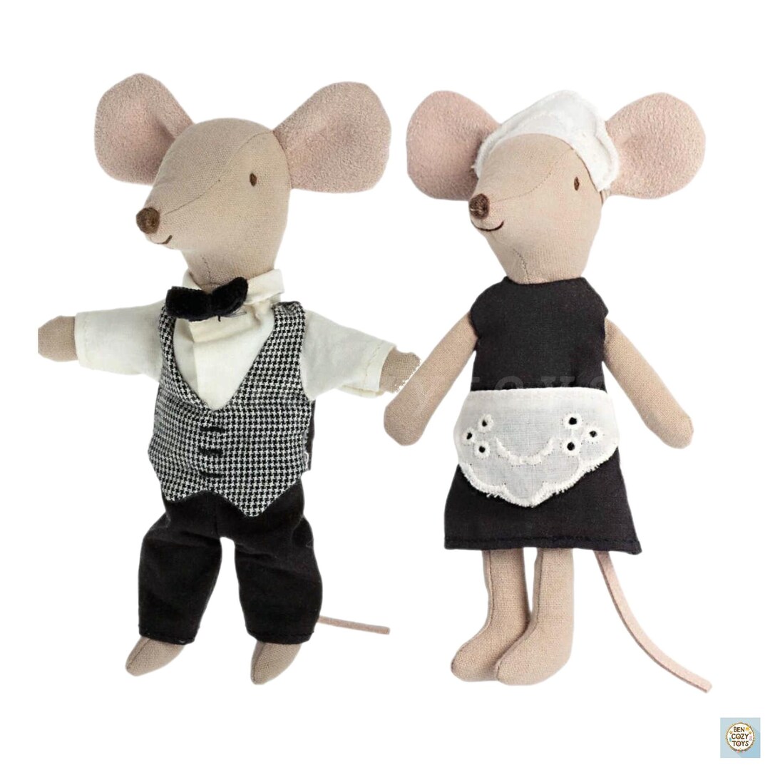Cloth Mouse Doll Set: Waiter & Maid Outfits, Magnetic Hands - Etsy