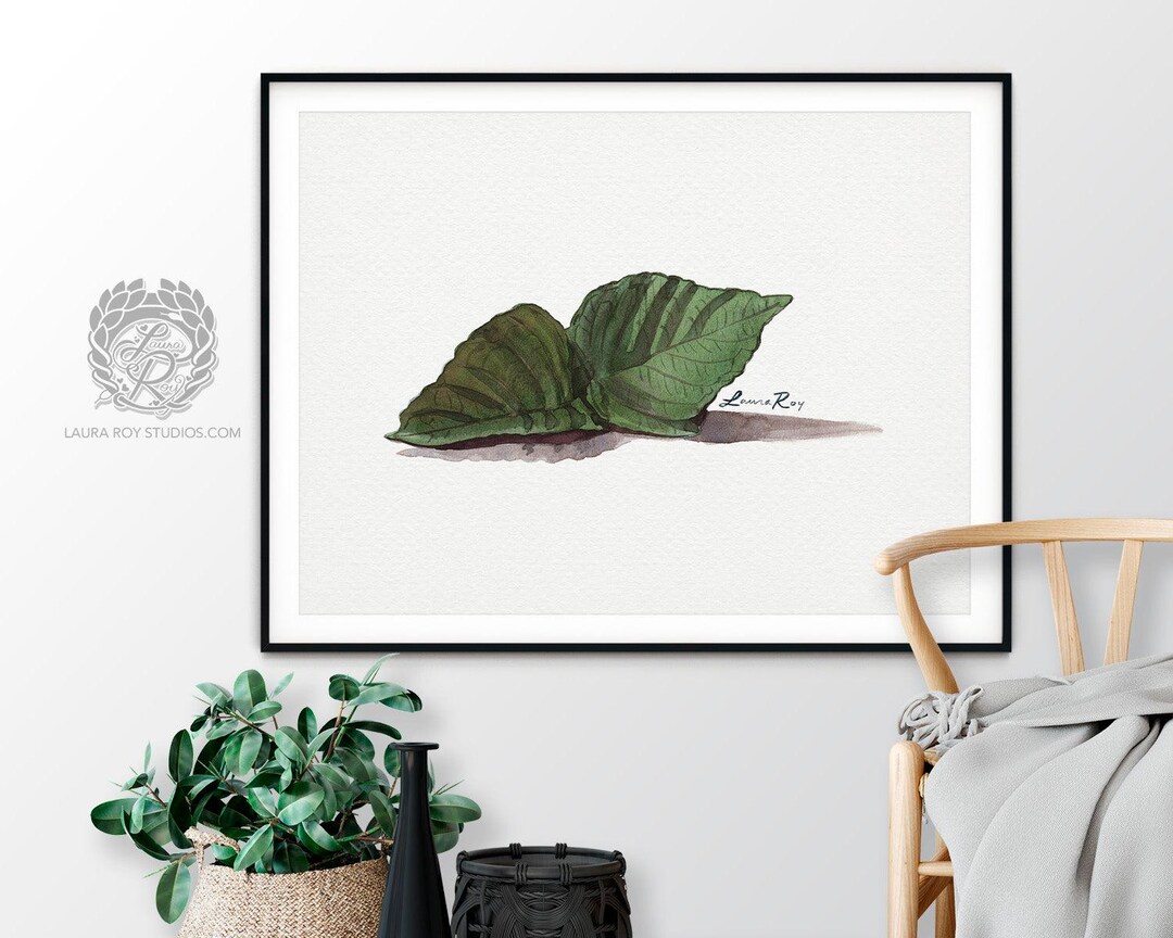 Shiso Leaf Watercolor Art Print – Aromatic Herb Illustration, Japanese ...