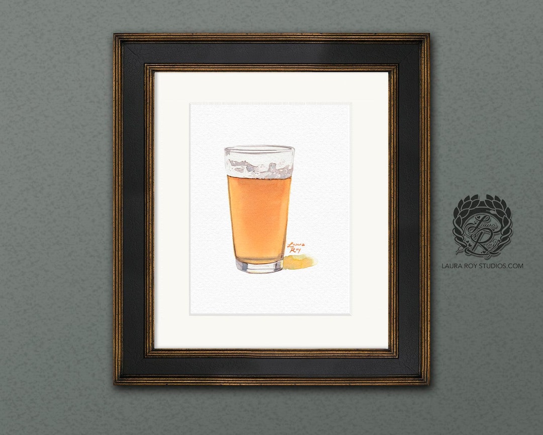 IPA Beer Watercolor Print: Frothy Pint Glass Bar Art - Etsy