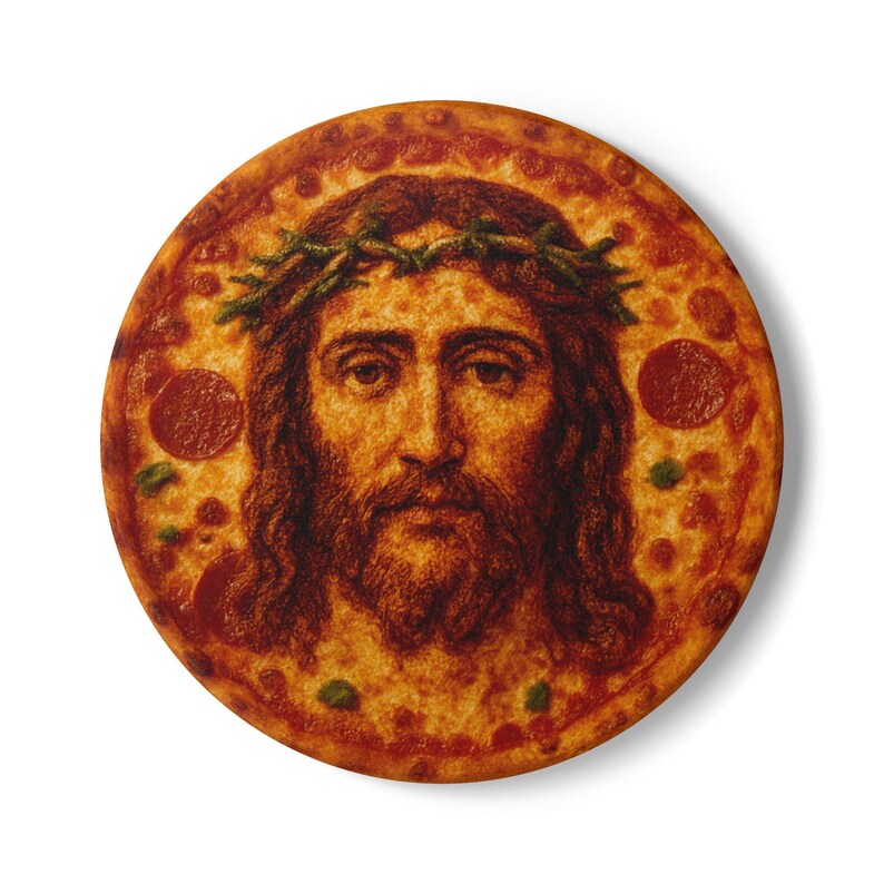 Jesus Crust Coaster | Jesus Pizza Meme, Cork Back - Etsy
