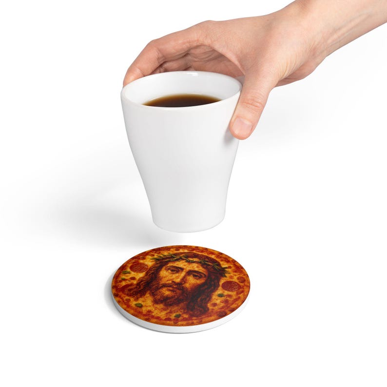 Jesus Crust Coaster | Jesus Pizza Meme, Cork Back - Etsy
