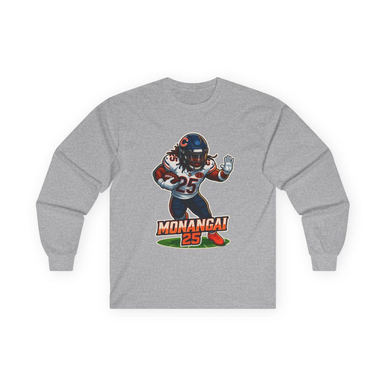 Kyle Monangai 25 Chicago Bears Football Player Long Sleeve Tee | Mascot ...