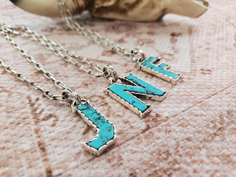 Turquoise Initial Necklace: Western Style Personalized Jewelry - Etsy