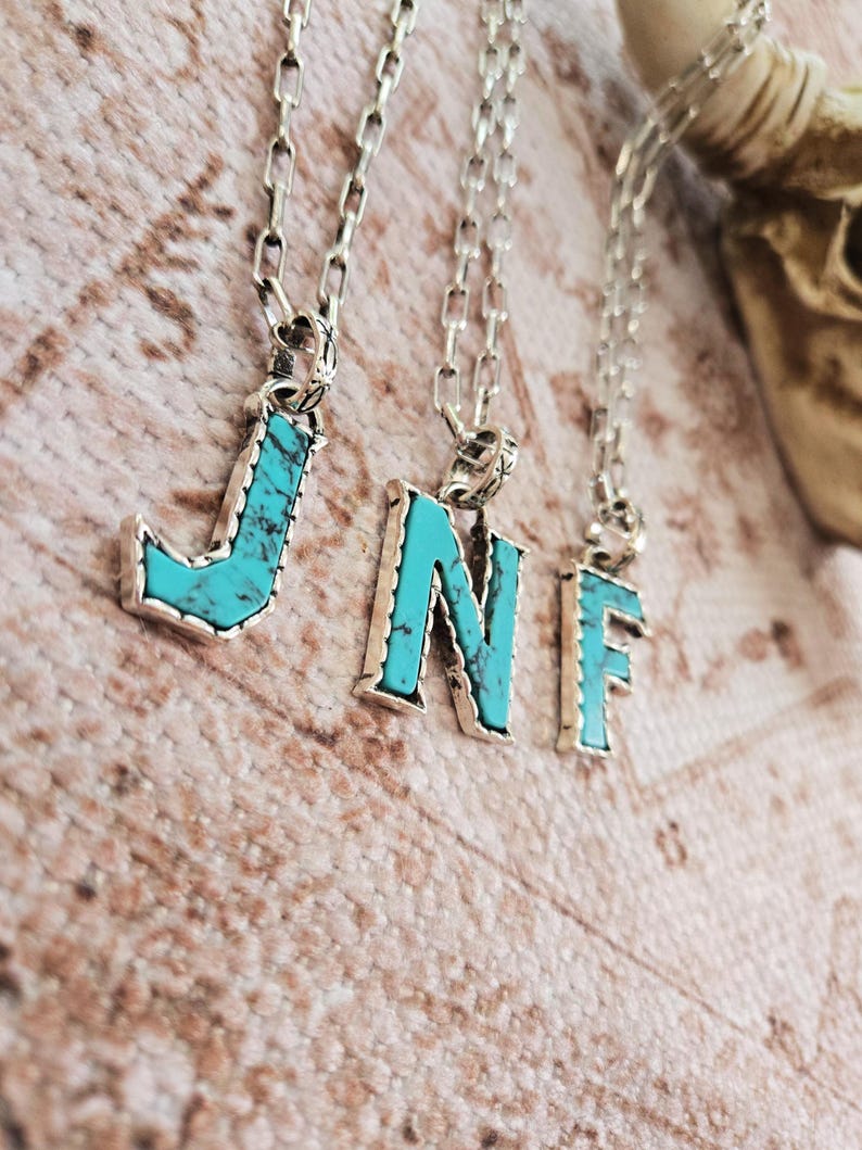 Turquoise Initial Necklace: Western Style Personalized Jewelry - Etsy