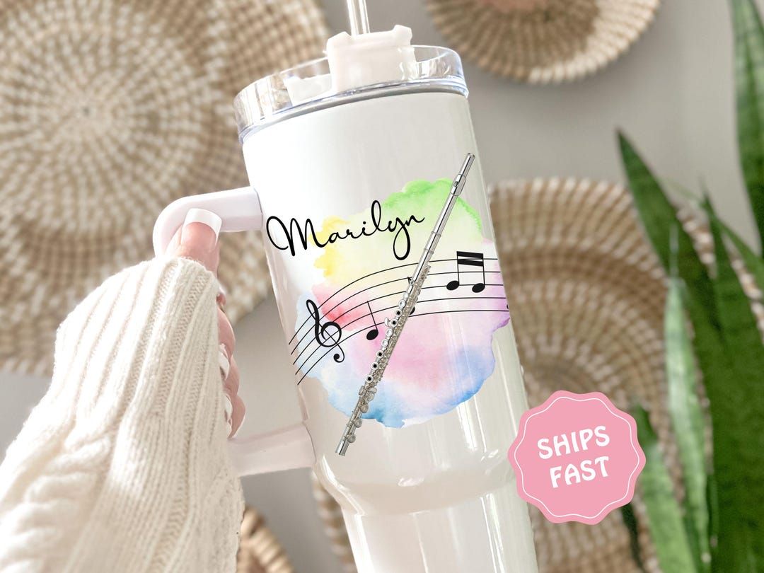 Flute Tumbler With Name, Music Teacher Gift, Custom Flautist Gift ...