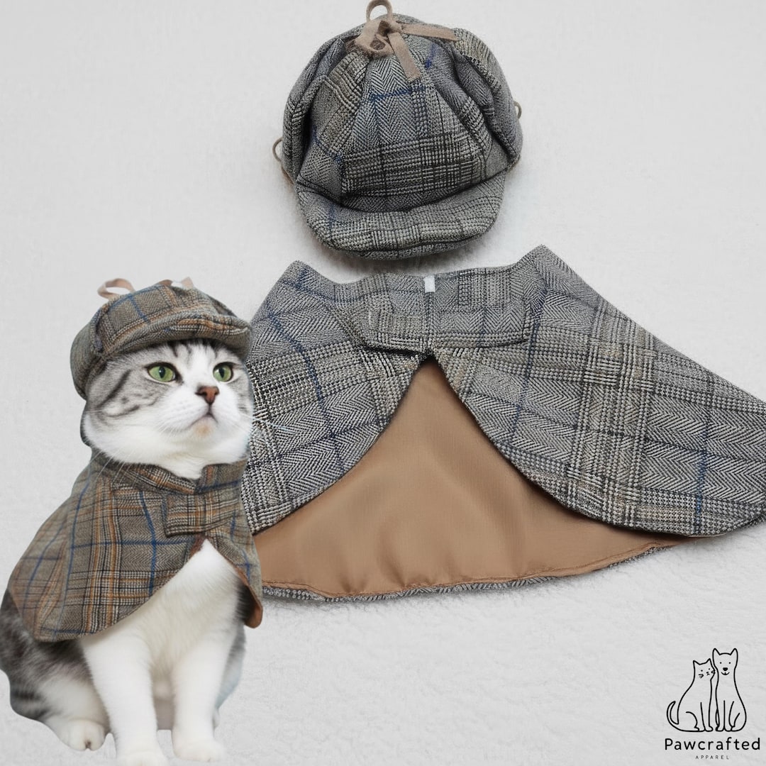 Pet Detective Costume for Cats – Vintage Dog Investigator Cape and Hat ...