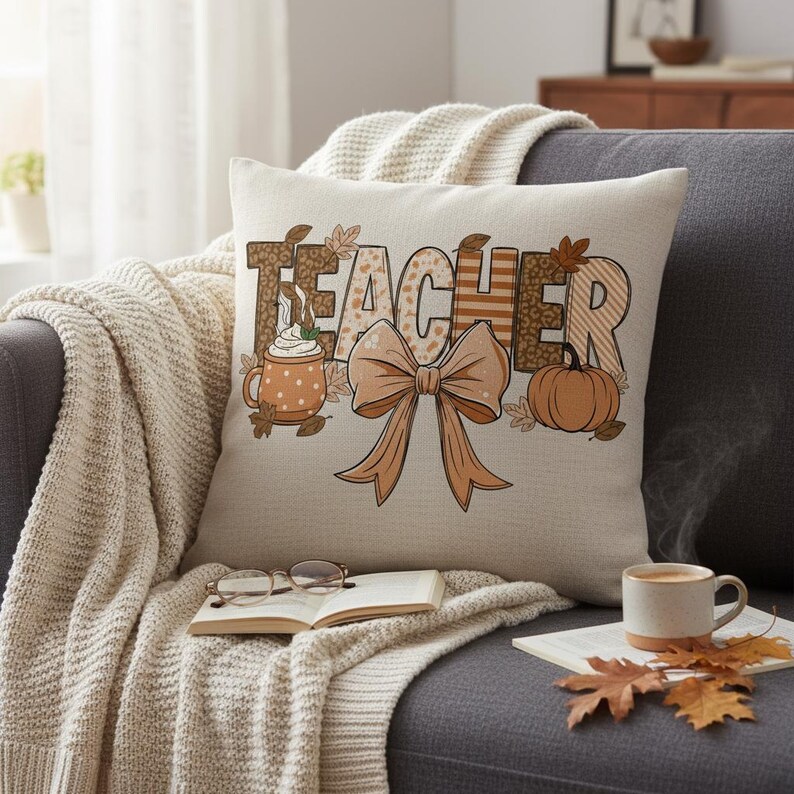 Fall Teacher PNG, Autumn Teacher Life Clipart, Teacher Fall Coquette ...