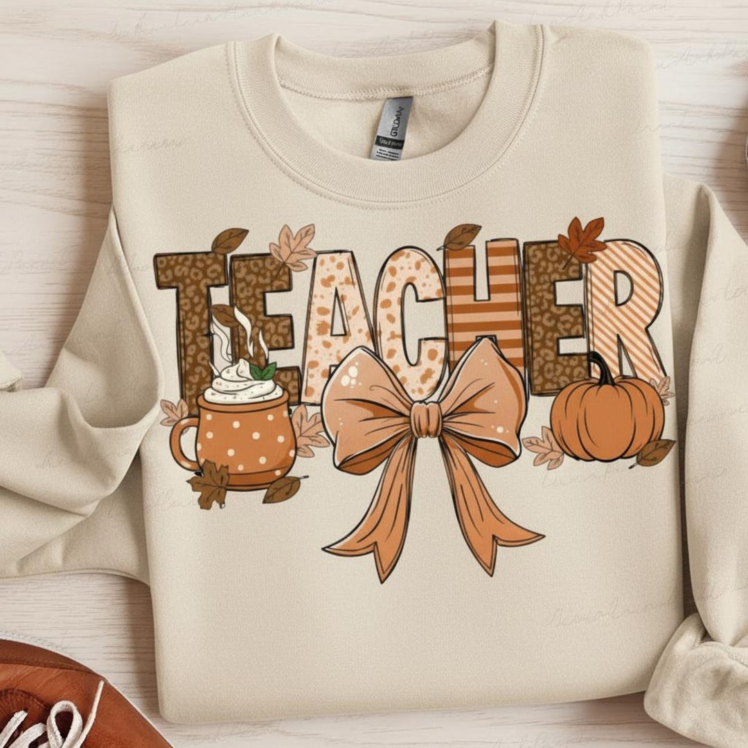 Fall Teacher PNG, Autumn Teacher Life Clipart, Teacher Fall Coquette ...