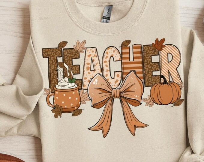 Fall Teacher PNG, Autumn Teacher Life Clipart, Teacher Fall Coquette ...