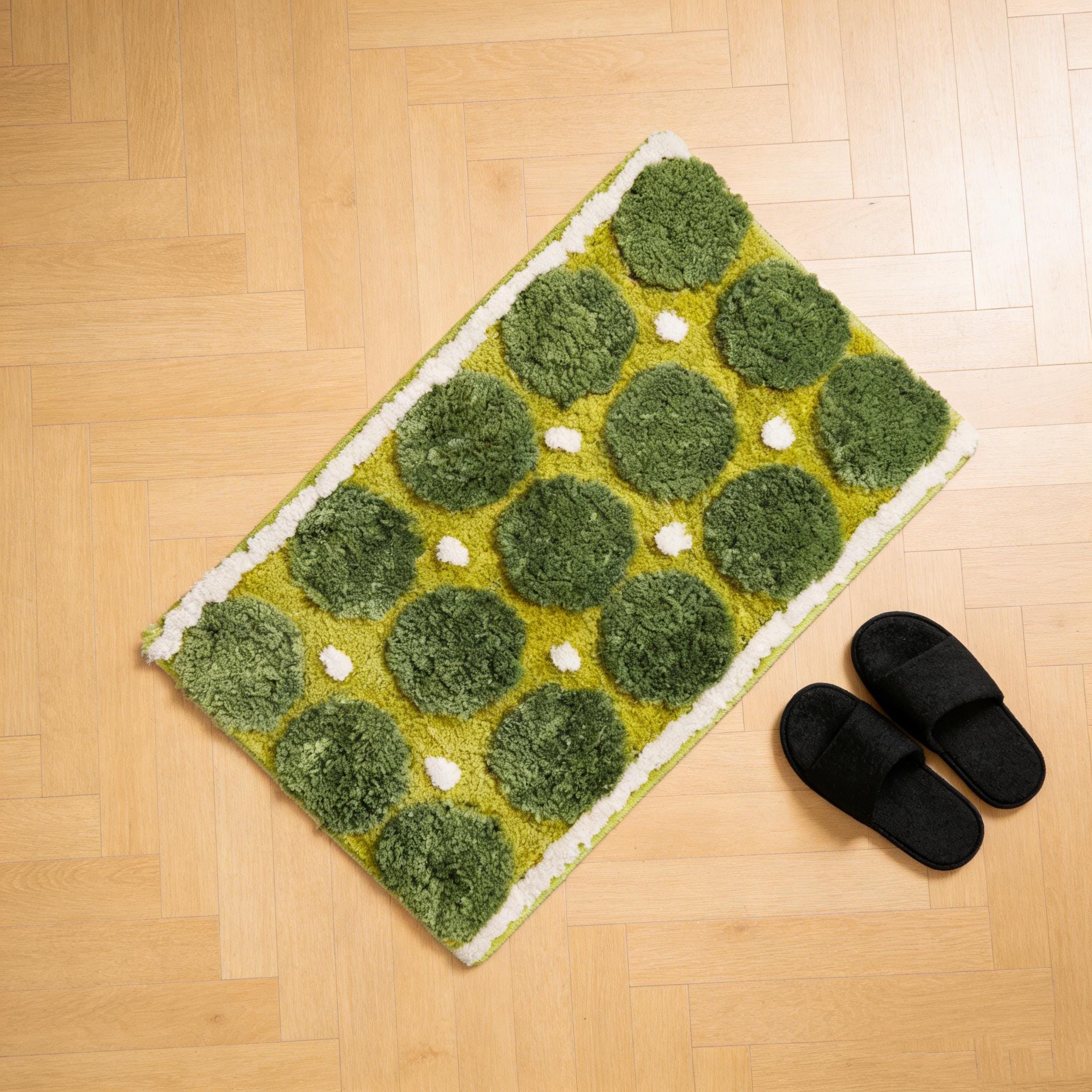 Green Moss Tufted Carpet, Faux Moss Bedside Rug, Non-slip Bath Mat ...