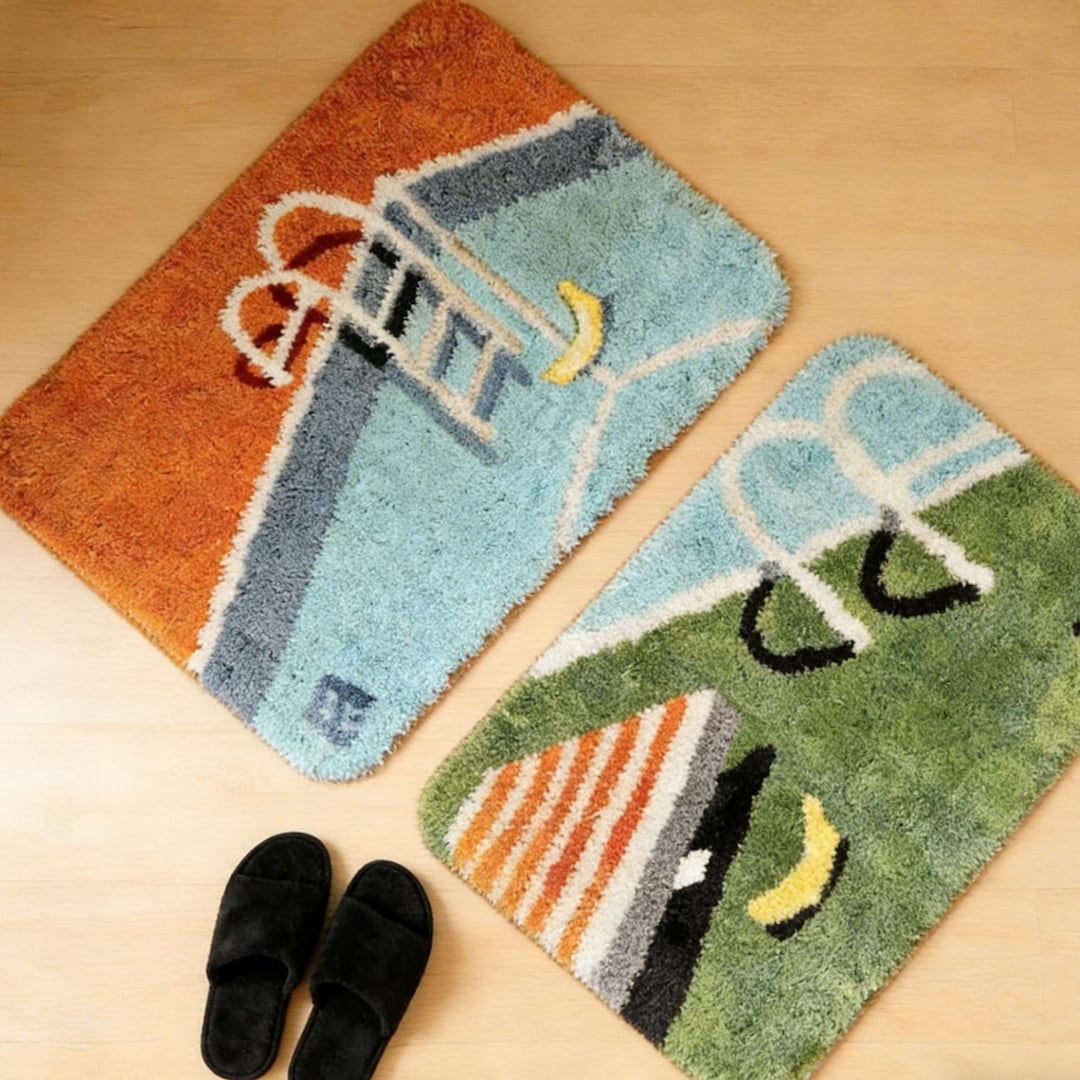 Funny Swimming Pool Pattern Bathroom Rug, Handmade Tufted Carpet ...