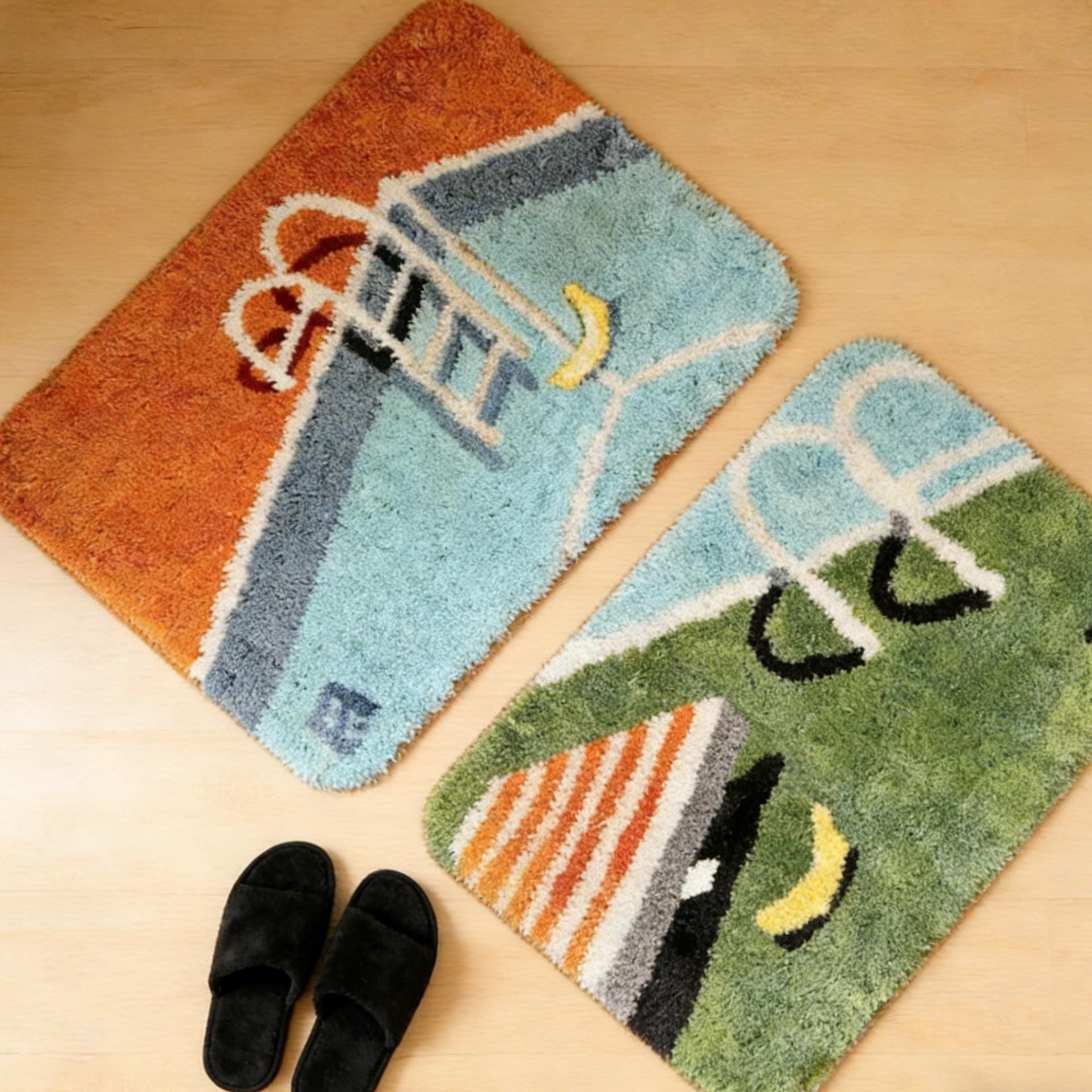 Funny Swimming Pool Pattern Bathroom Rug, Handmade Tufted Carpet ...