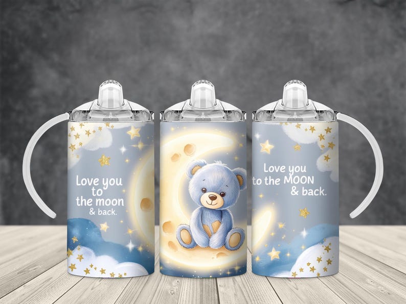 Love You to the Moon Baby Tumbler Wrap PNG 12oz Kids Sippy Cup ...