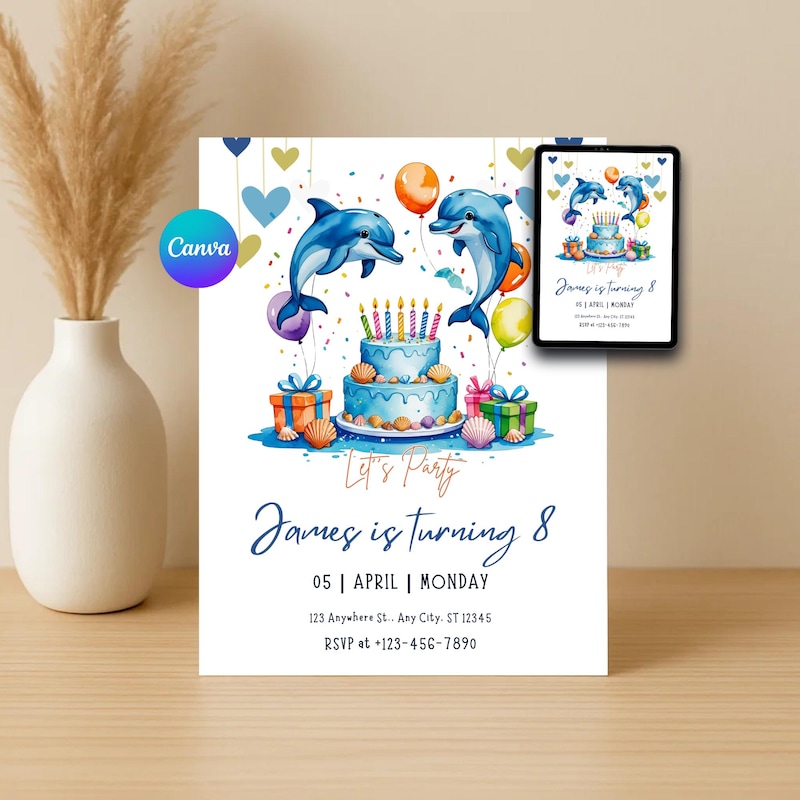 Dolphin Ocean Theme Invite - Etsy