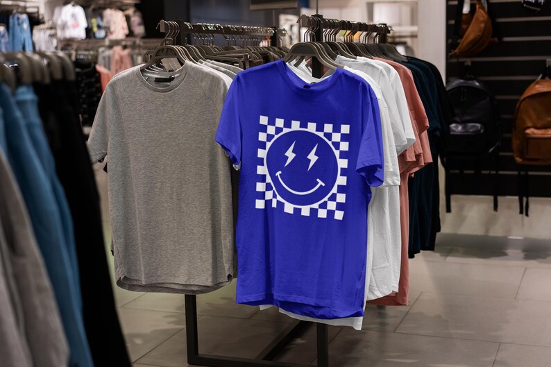 Checkered Smiley Face Shirt, Retro 90s Graphic Tee, Happy Face, Gift ...