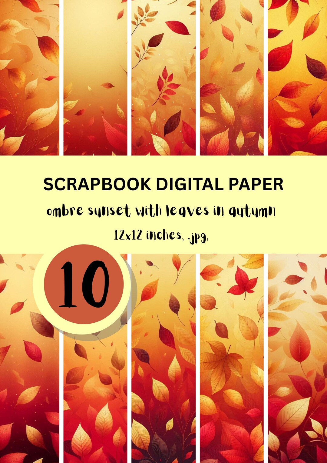 Scrapbook Digital Paper Leaves in Autumn 12x12in | Background ...