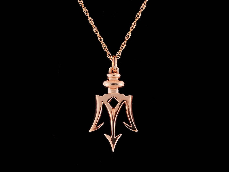 Small 14k Rose Gold Trident of Poseidon Pendant or Necklace - Etsy