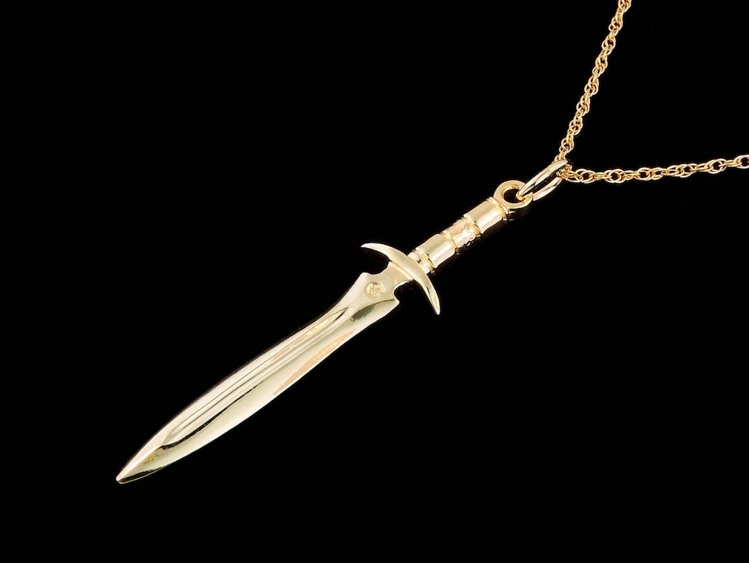 Solid 14K Yellow Gold Short Sword Pendant or Necklace optional Chain - Etsy