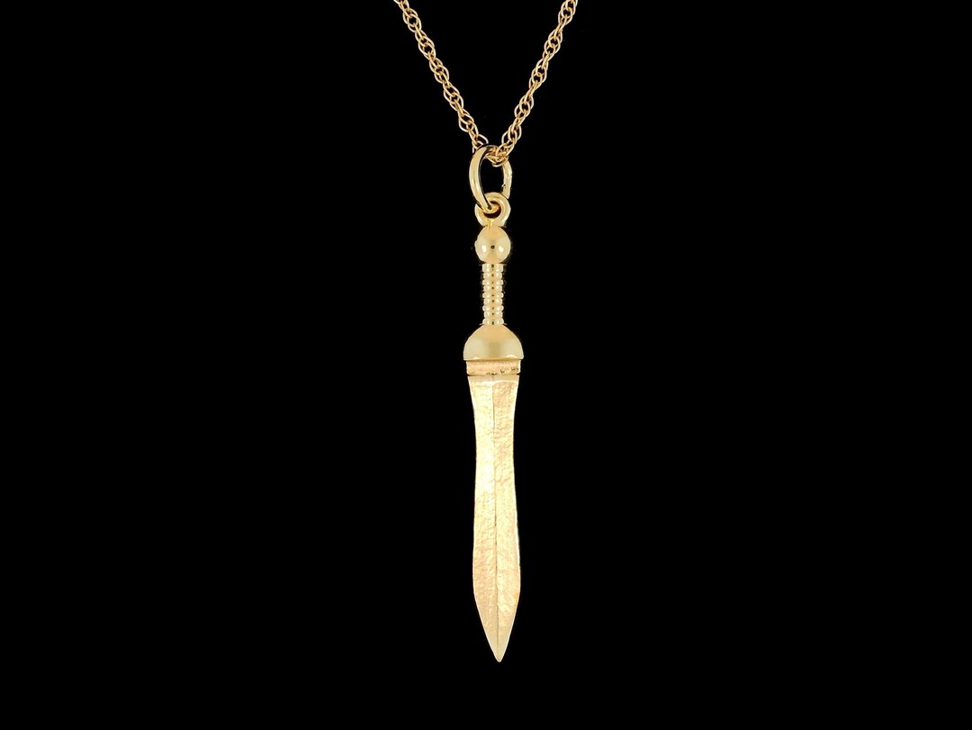 Small 14K Yellow Gold Roman Gladius Sword Pendant or Necklace (optional ...