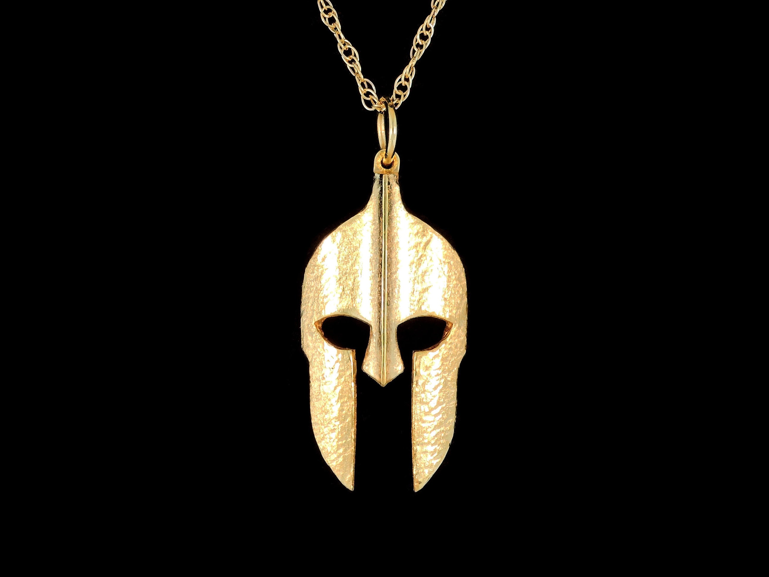 Medium 14K Yellow Gold Spartan Greek Helmet Pendant or Necklace ...