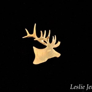 Small 14k or 18k Yellow Gold Bull Elk Head Pin and Tie Tack - Etsy
