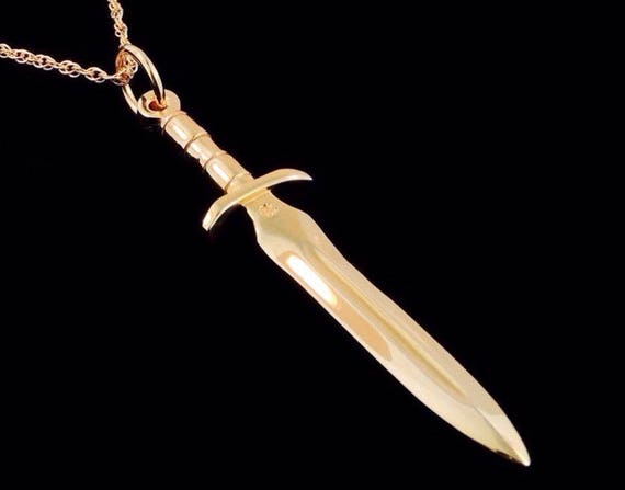 Solid 14k Yellow Gold Dagger Knife Pendant or Necklace - Etsy