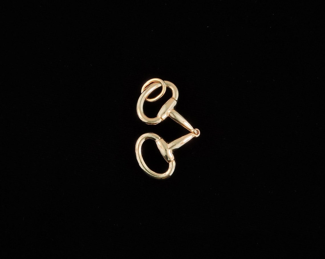 14K Yellow Gold D-ring Snaffle Bit Pendant or Necklace (optional Chain ...