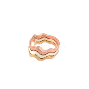 Handmade Wave Winding Stacking Bands in Sterling Silver, 14k Rose Gold ...