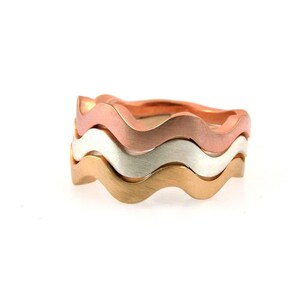 Handmade Wave Winding Stacking Bands in Sterling Silver, 14k Rose Gold ...