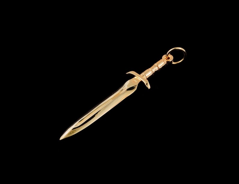 Solid 14k Yellow Gold Dagger Knife Pendant or Necklace - Etsy