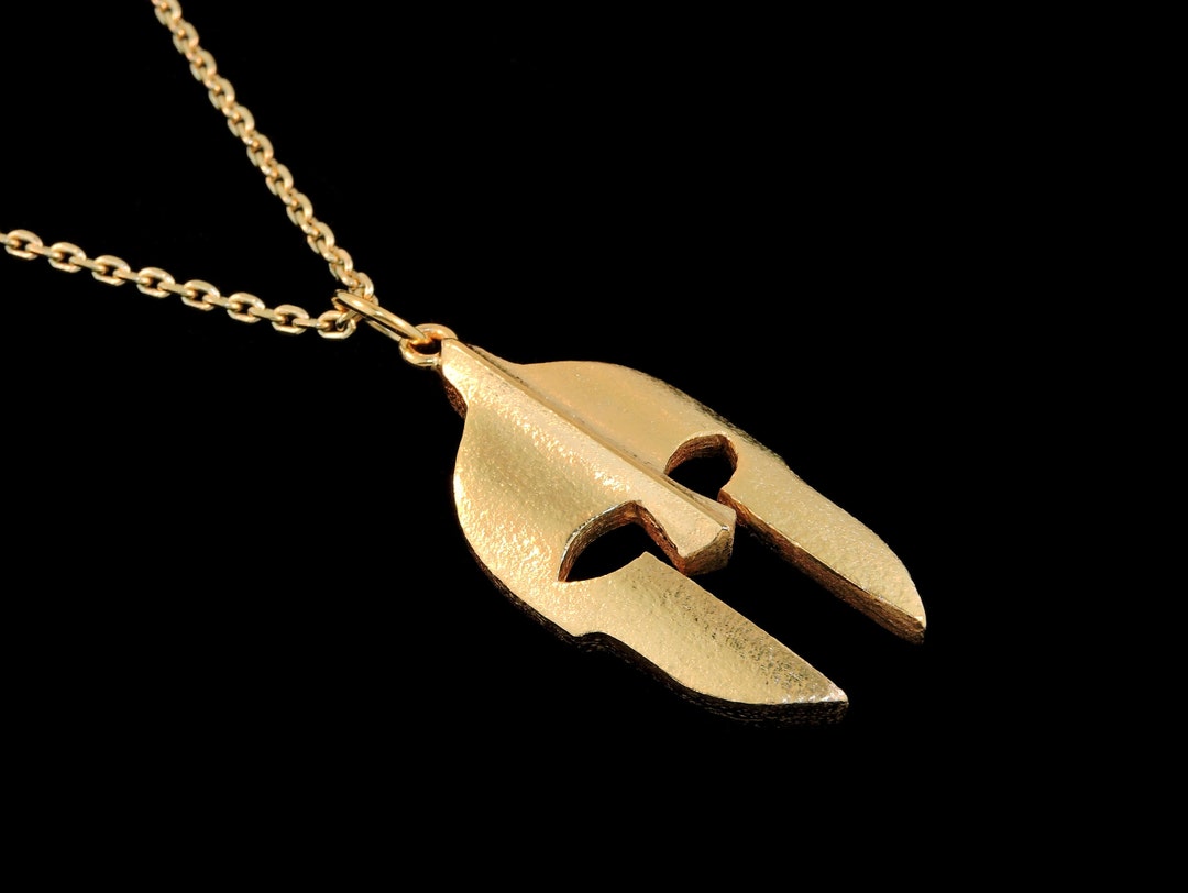 Large 14K Yellow Gold Spartan Greek Helmet Pendant or Necklace ...