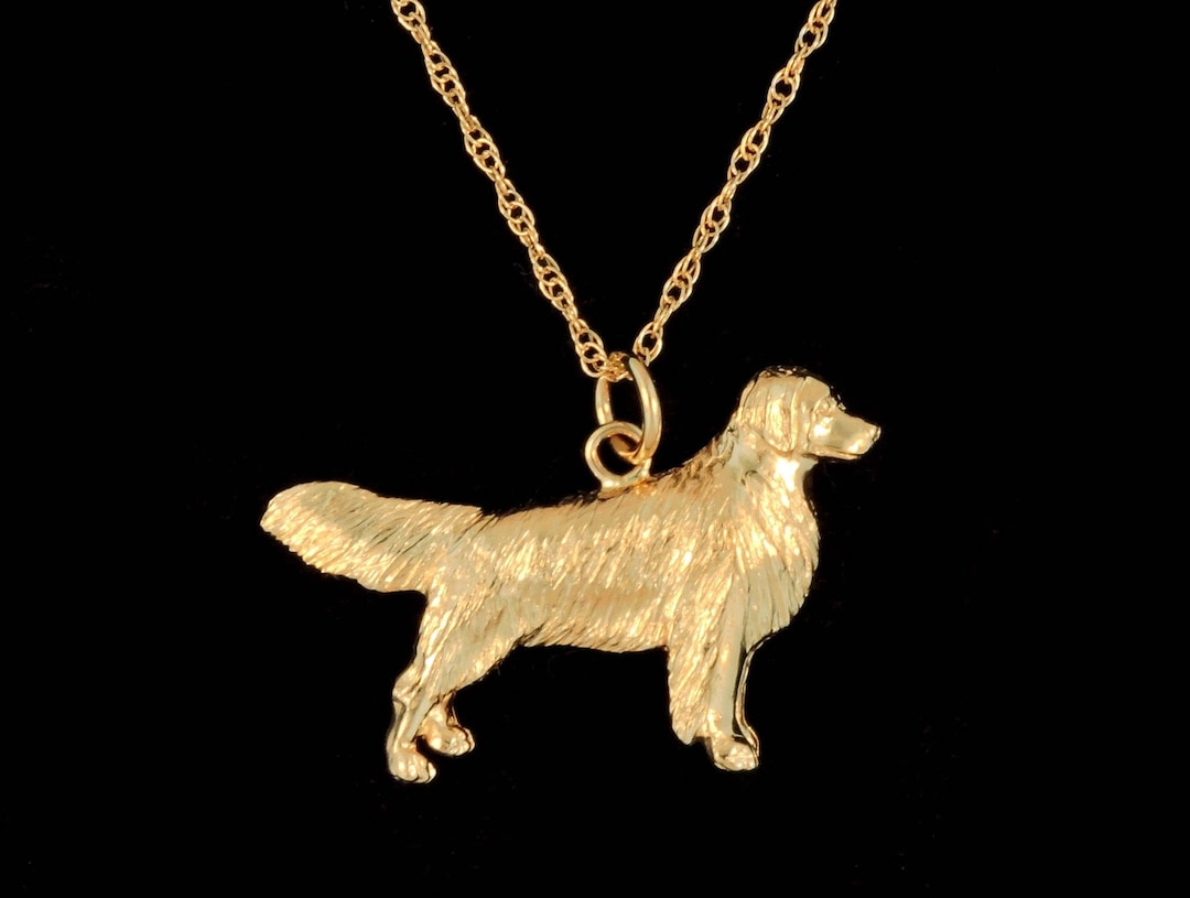 14k Yellow Gold Golden Retriever Pendant or Necklace (optional Chain ...