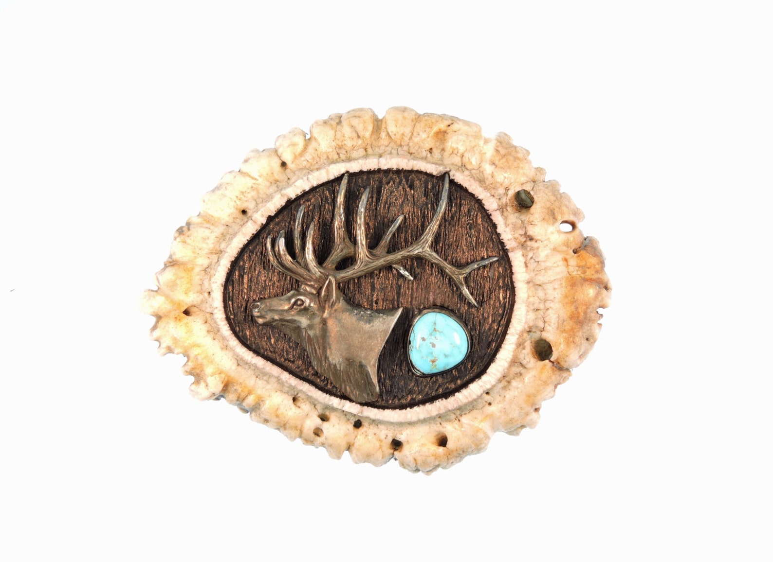 Elk Pedicle Belt Buckle With Sterling Silver and Turquoise | Etsy