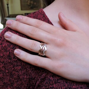 Handmade Wave Winding Stacking Bands in Sterling Silver, 14k Rose Gold ...