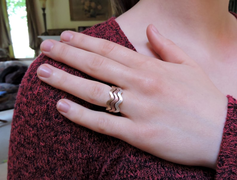 Handmade Wave Winding Stacking Bands in Sterling Silver 14k - Etsy
