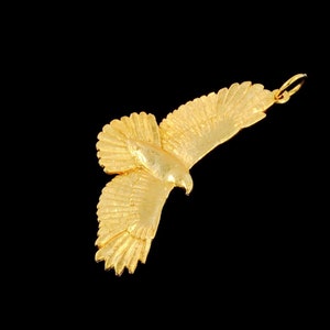 Soaring Red Tailed Hawk Solid 18k Yellow Gold Pendant or Necklace ...